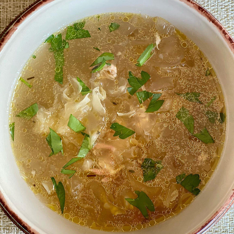 Collagen rich chicken bone broth with white jelly mushrooms - VitaClay ...